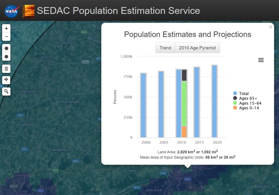 SEDAC Population Estimation Service | prof.scienceshumaines